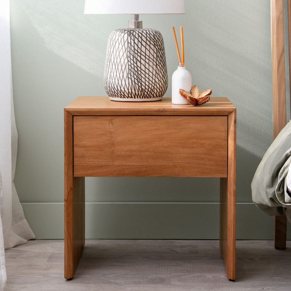 Jodoh Spindle King Bed with 2 Bedside Tables Set - Teak