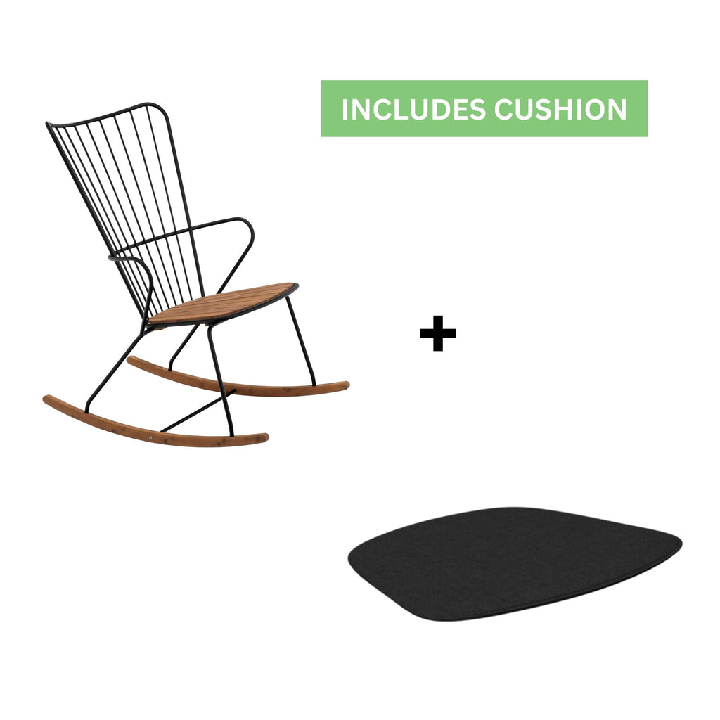 Buy Paon Rocking Chair with Cushion - Bamboo | Black Online