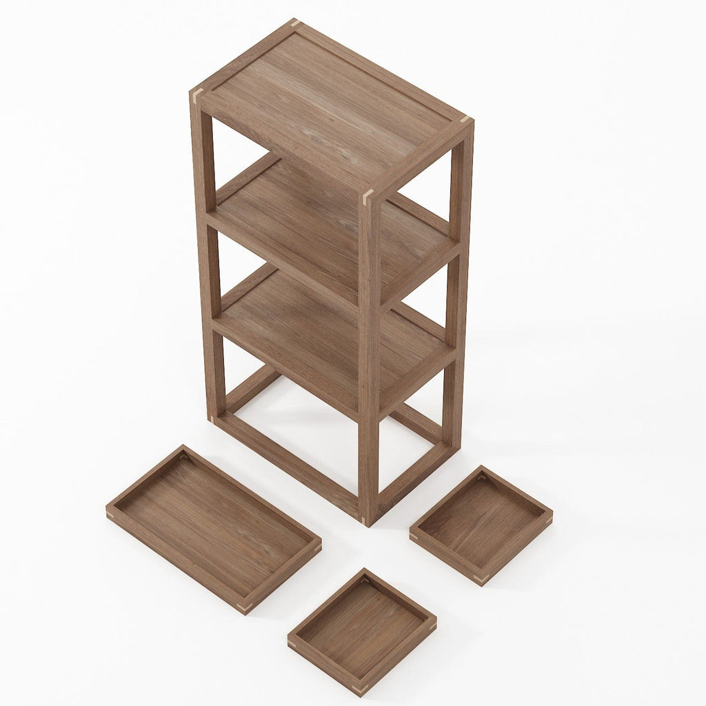 Buy Up and Down 3 tier Narrow Shelves - FSC Teak Online