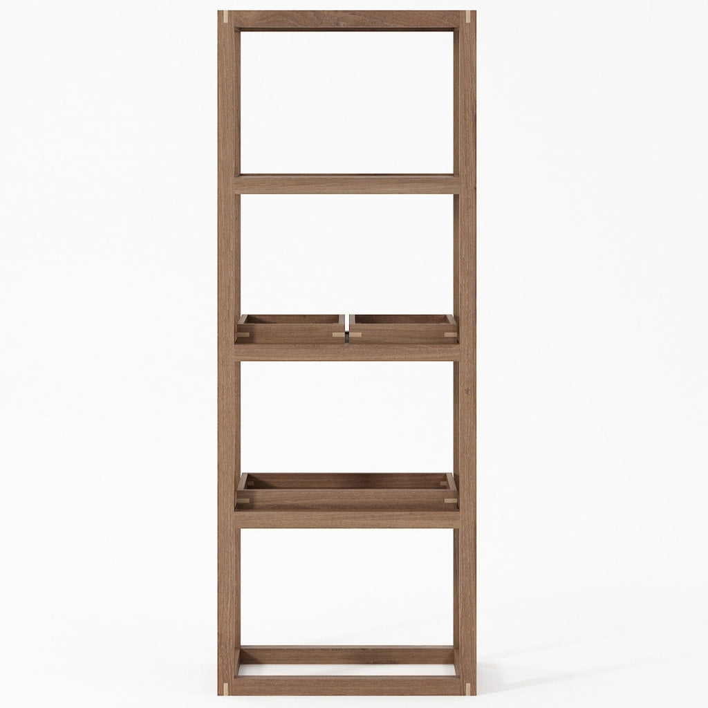 Buy Up and Down 4 tier Tall Narrow Shelves - FSC Teak Online